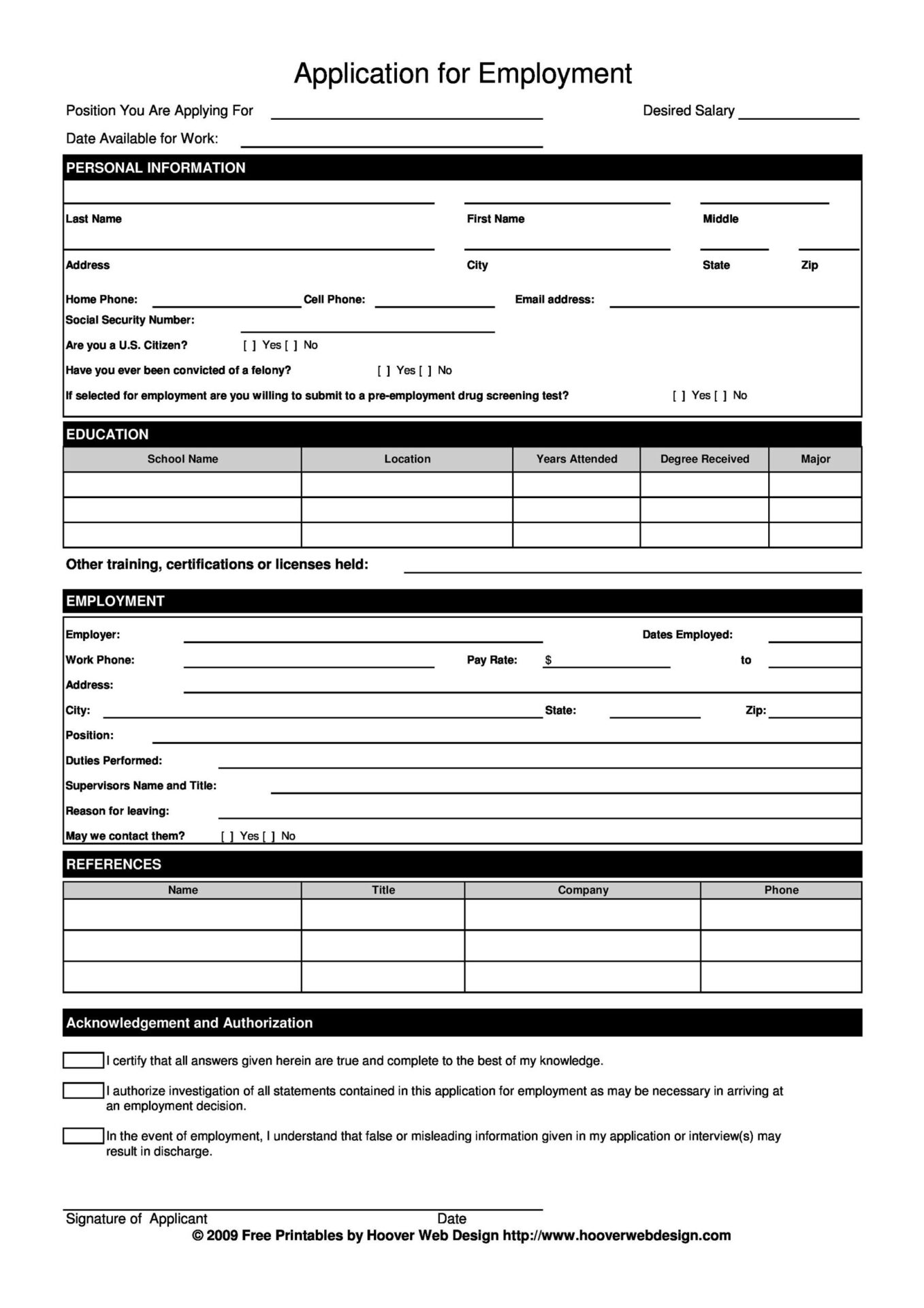 Employment Application Form: With 2 Example Templets - Day Off