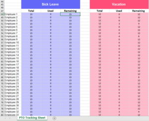 Free Excel Template for PTO Tracking 2026 - Day Off