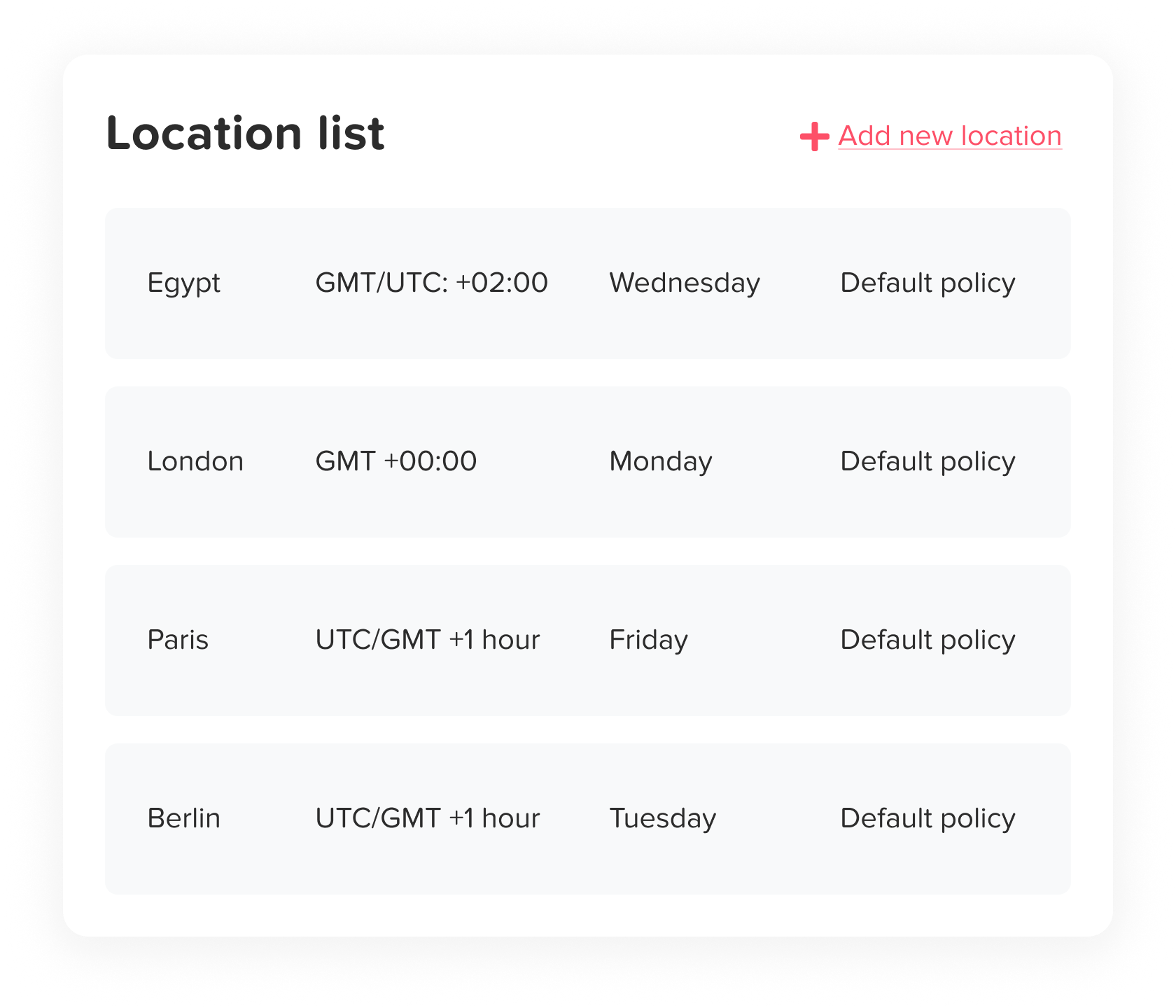 Multi Locations - Day Off